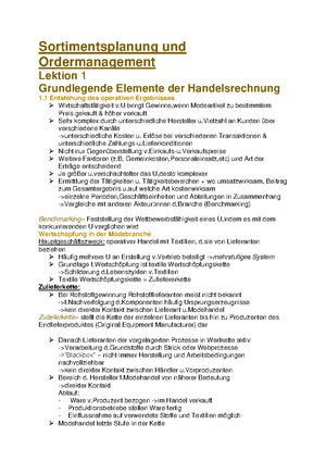 Zusammenfassung Ordermanagement 2024 - Lektion 1 Grundlegende Elemente ...