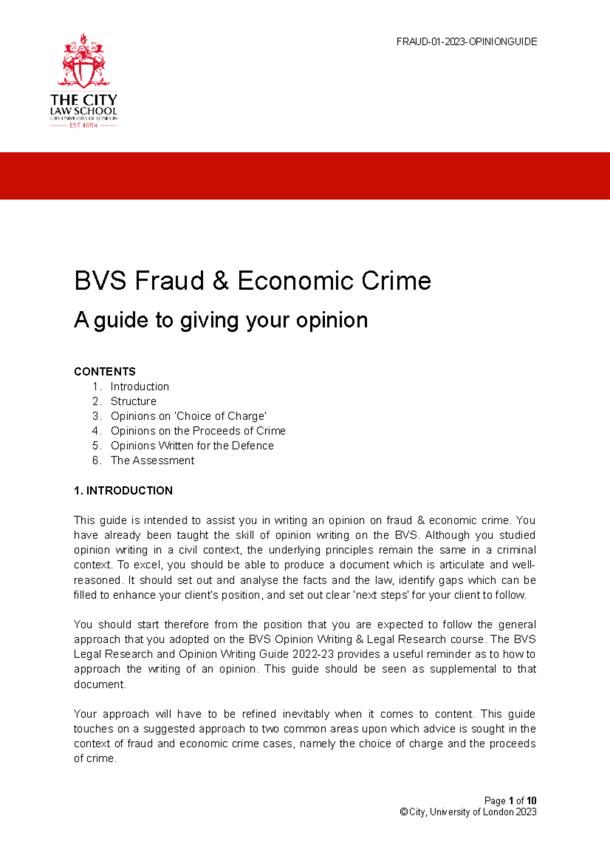 Opinion writing Guide - BVS Fraud & Economic Crime A guide to giving ...