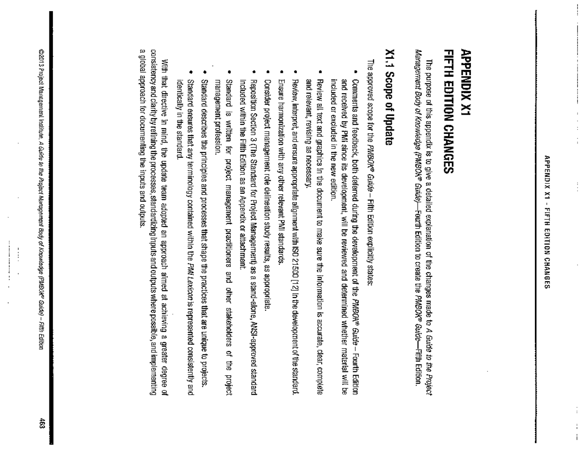PMBo K Fifth Edition changes - APPENDIX X1 FIFTH EDITION CHANGES ...
