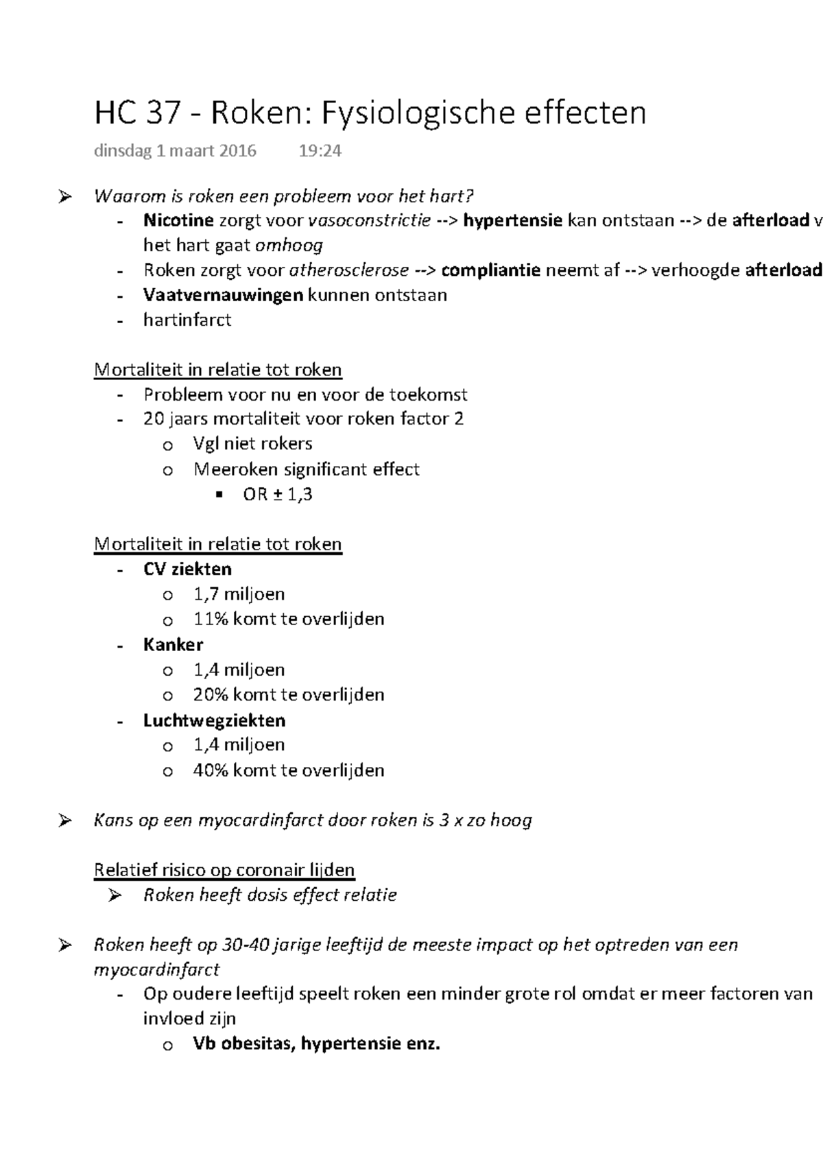 HC 37 - Roken Fysiologische effecten - Warning: TT: undefined function ...