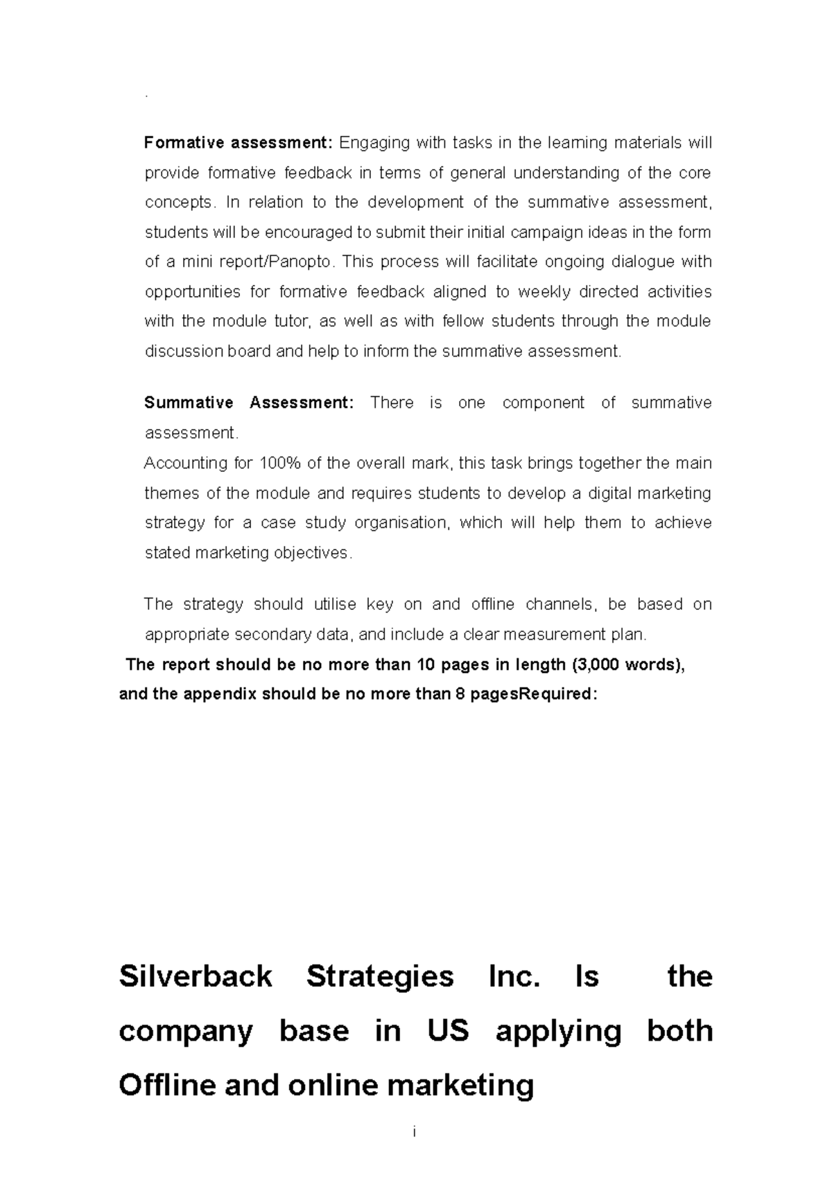 Digital marketing strategy assessment - . Formative assessment ...