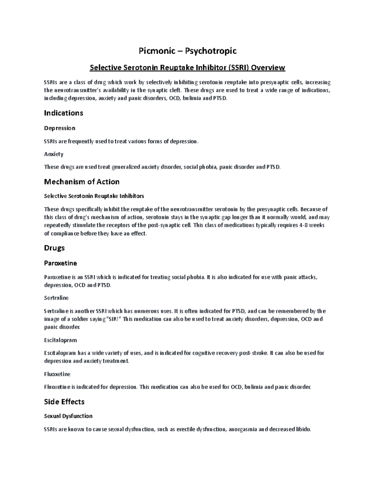 Picmonic Psychotropic - Picmonic – Psychotropic Selective Serotonin ...