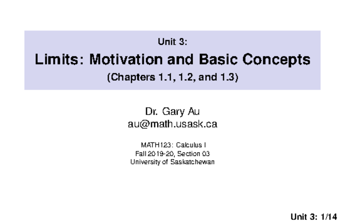 MATH123 03 - maths notes - Unit 3: Limits: Motivation and Basic ...