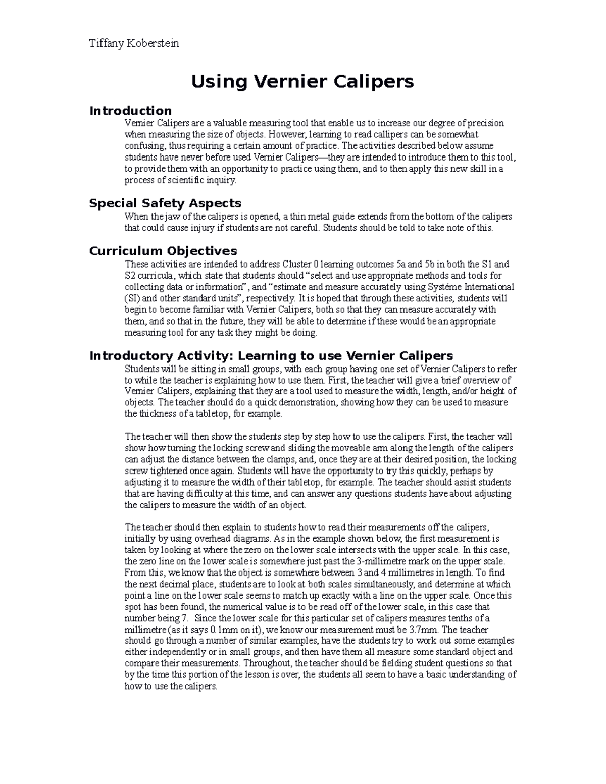 Using Vernier Calipers - Experimental Skill and Investigation - Using ...