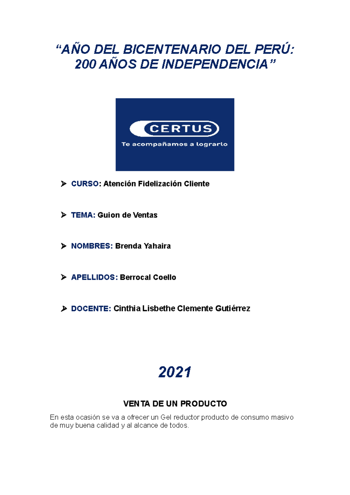 Tarea 1- Brenda Yahaira Berrocal Coello (11) - “AÑO DEL BICENTENARIO ...