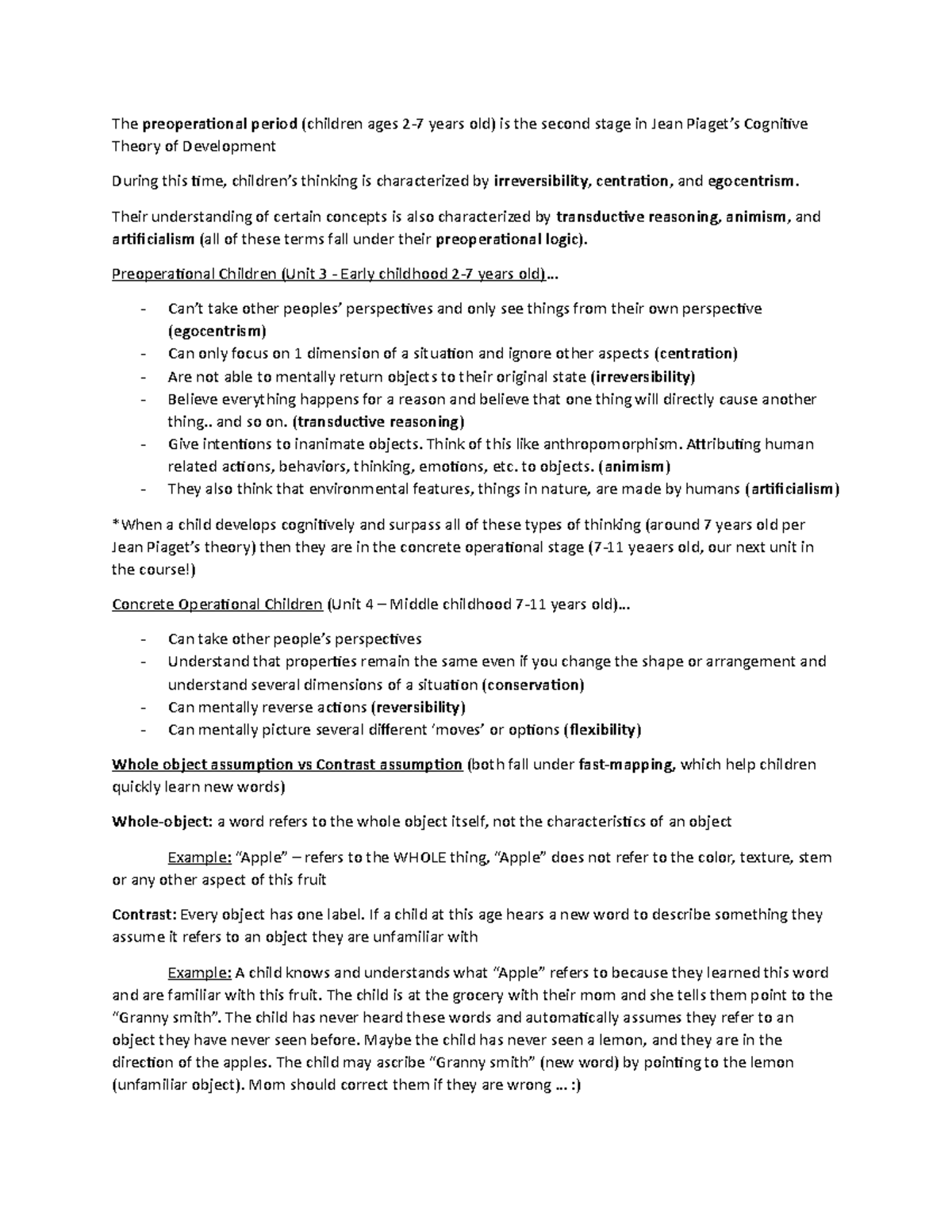 PSY270 Early Cog Explanations - The preoperational period (children ...