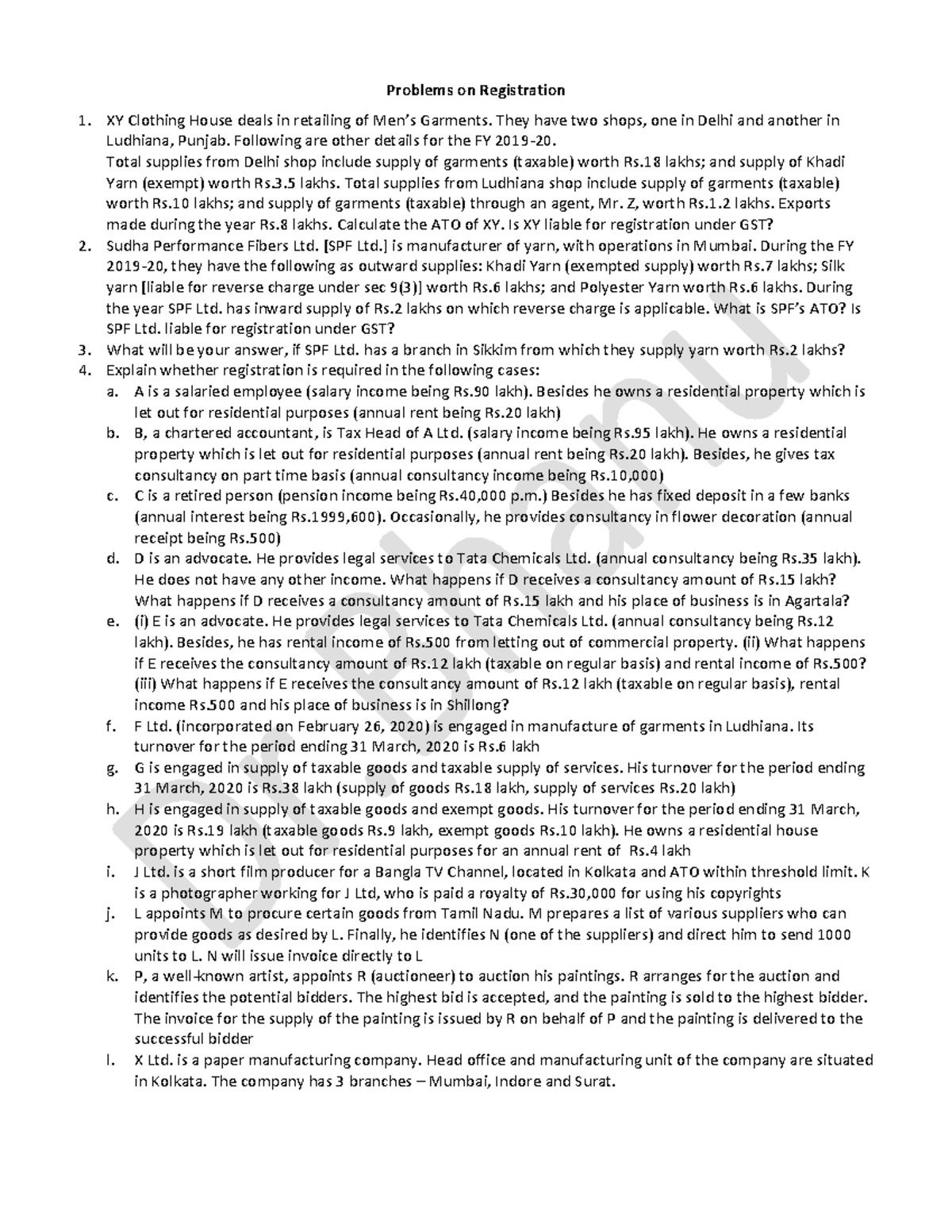 Problems on registration - Problems on Registration XY Clothing House ...