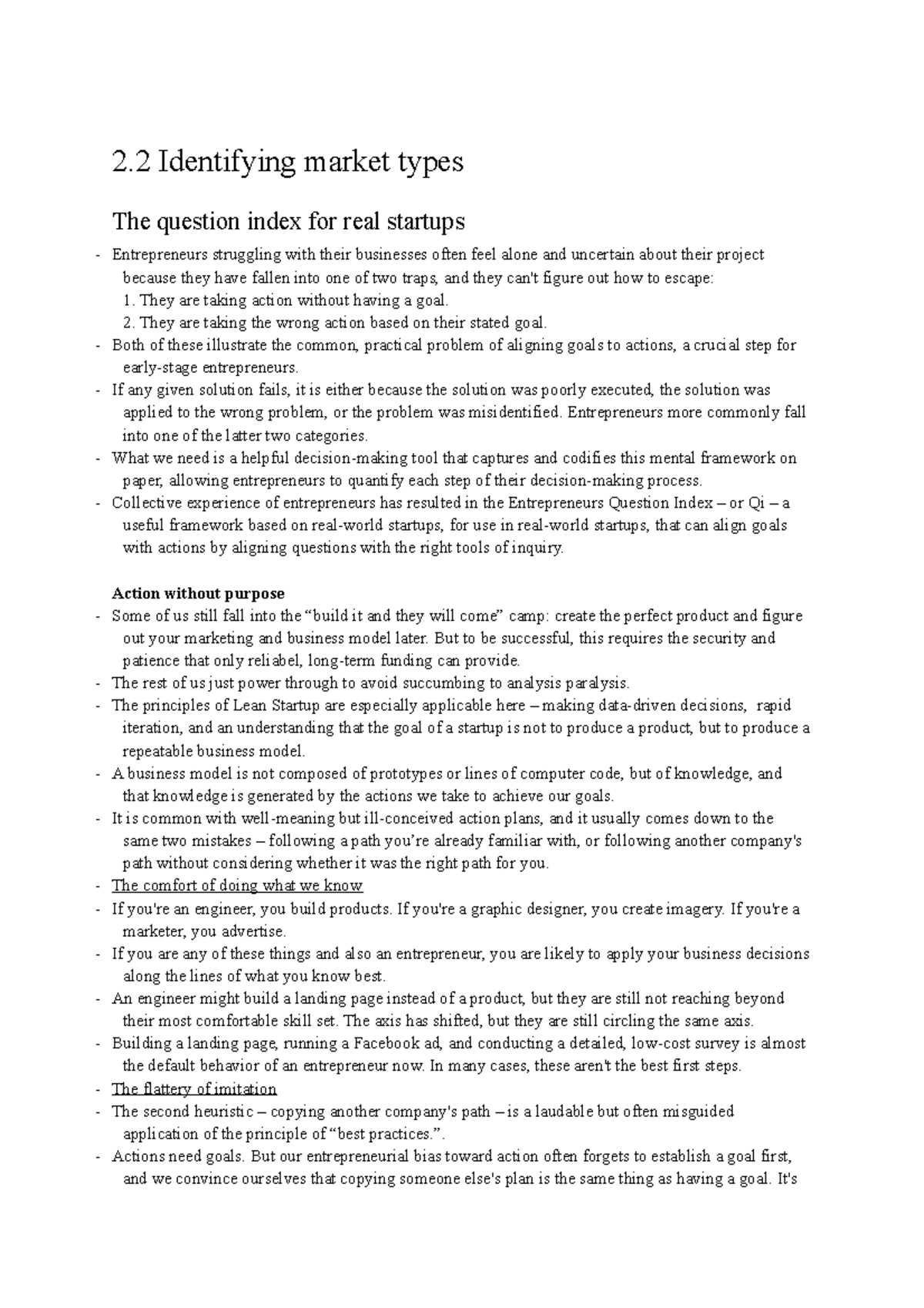 2.2 Identifying market types - 2 Identifying market types The question ...