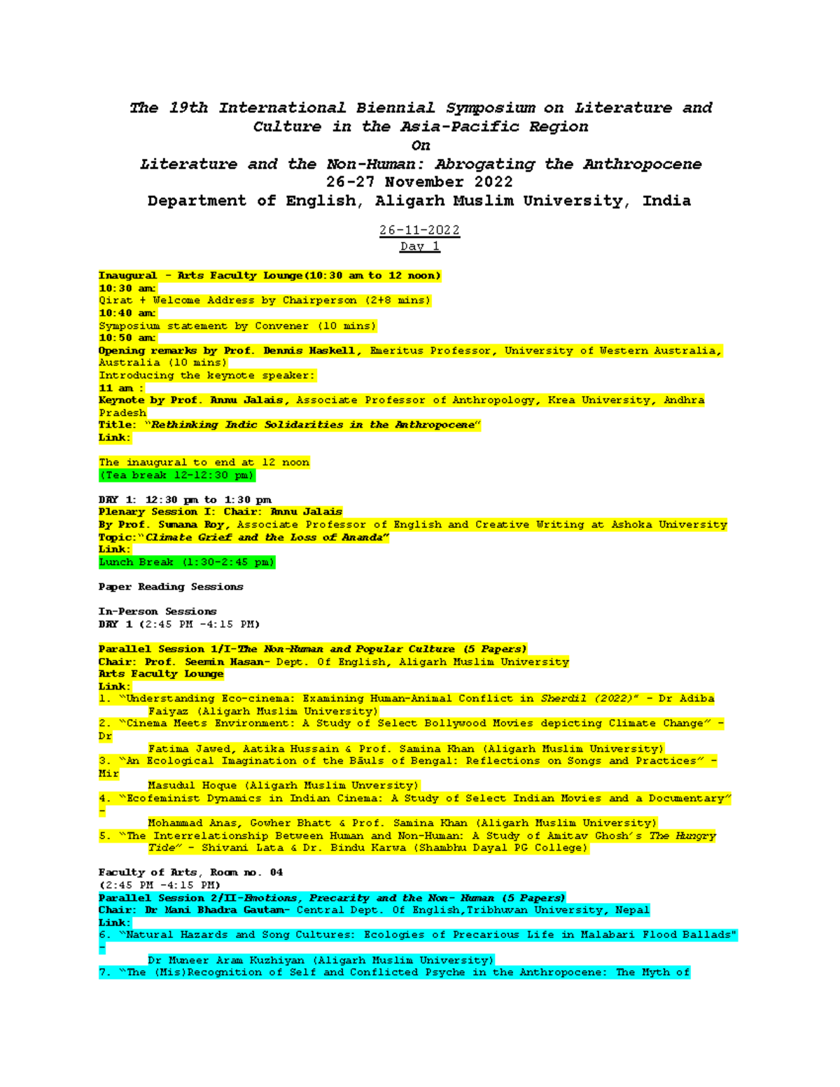 The 19th International Biennial Symposium on Literature and Culture in ...