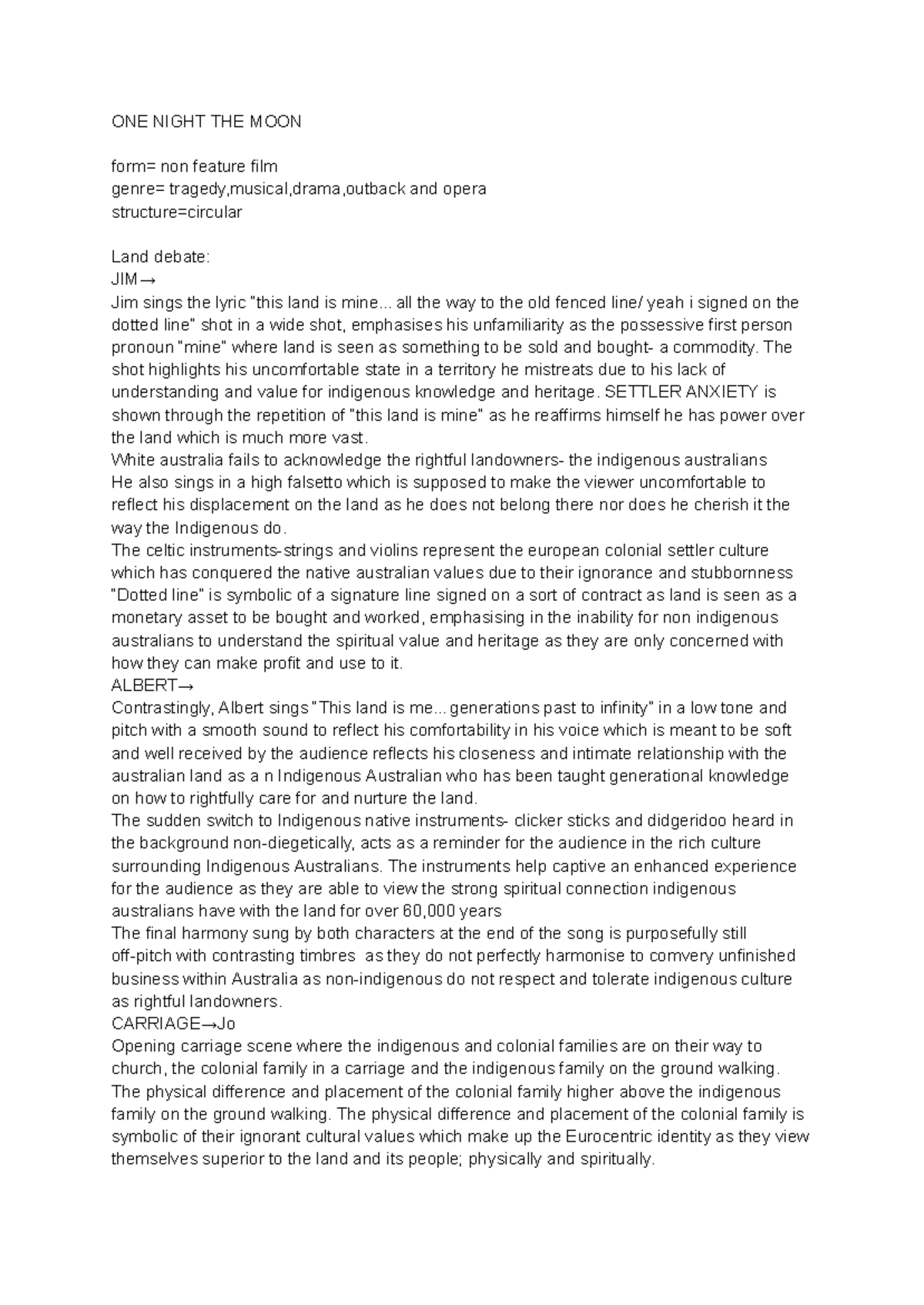 ONTM and feed notes - ONE NIGHT THE MOON form= non feature film genre ...