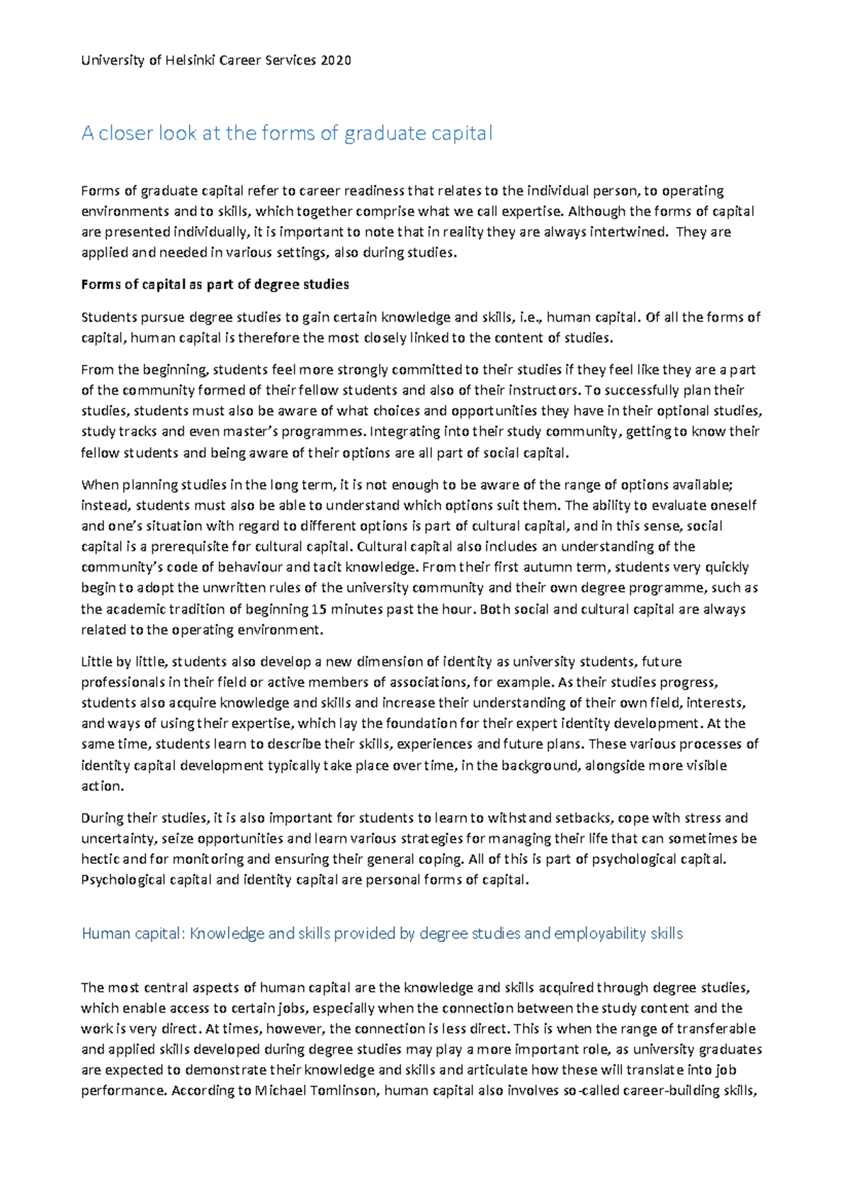 A closer look at the forms of graduate capital 1 - Although the forms ...