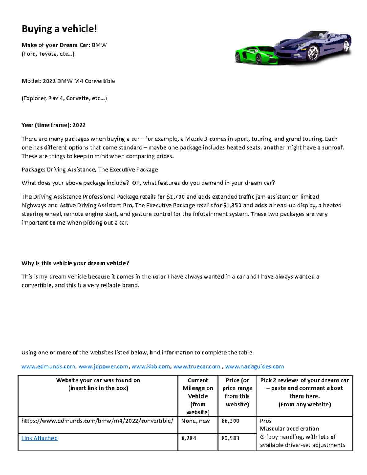 Buying a Car - Research - Buying a vehicle! Make of your Dream Car: BMW ...