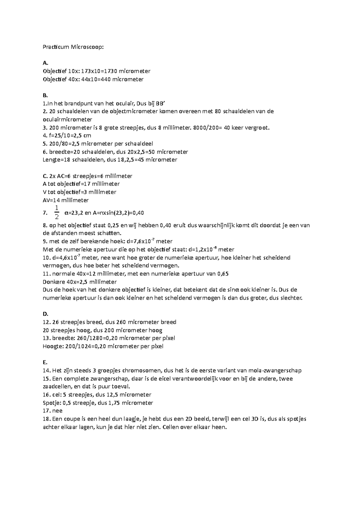 Practicum microscoop - Anatomie & Beeldvormende Technieken - Practicum ...