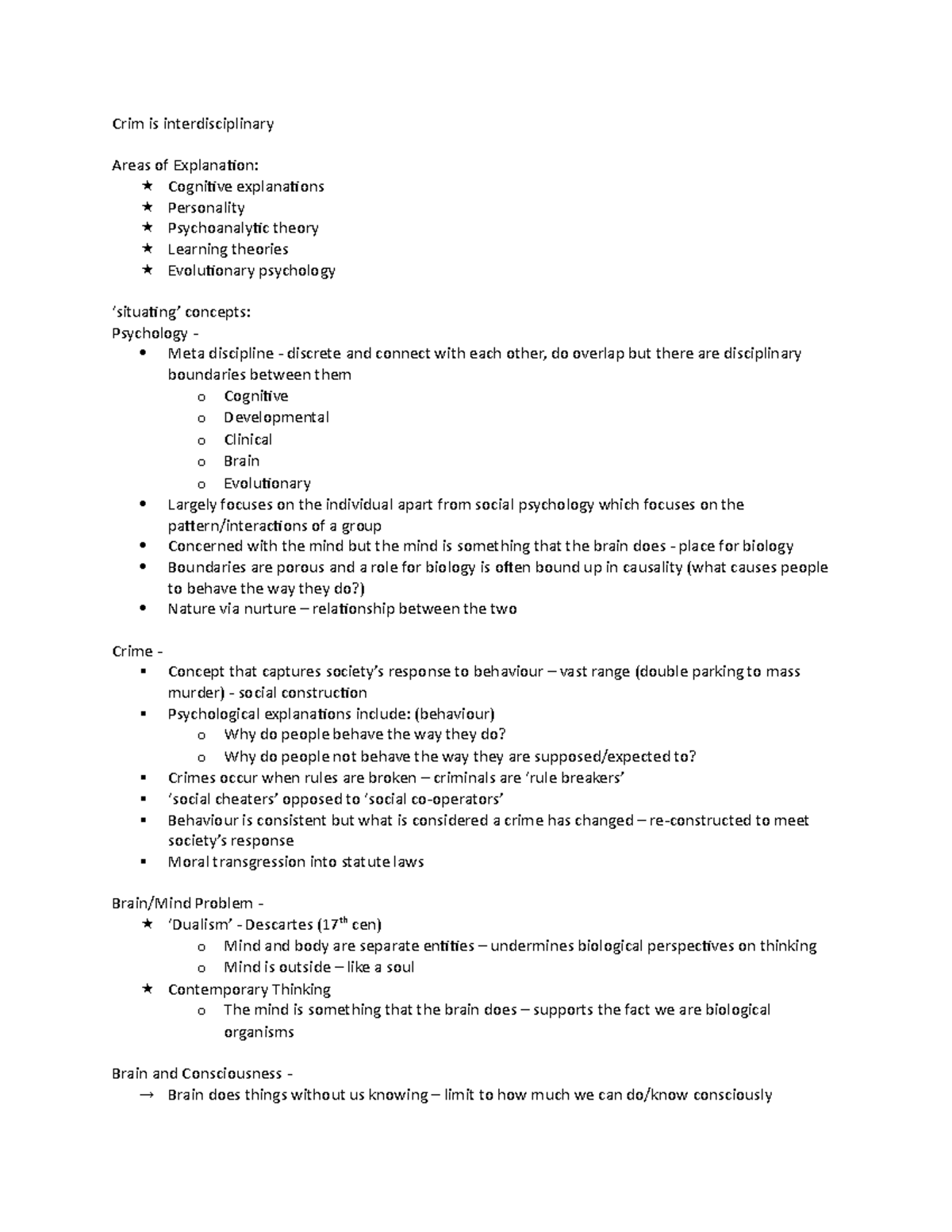 Week 3 - Lecture 6 (Psychological Explanations of Crime) - Crim is ...