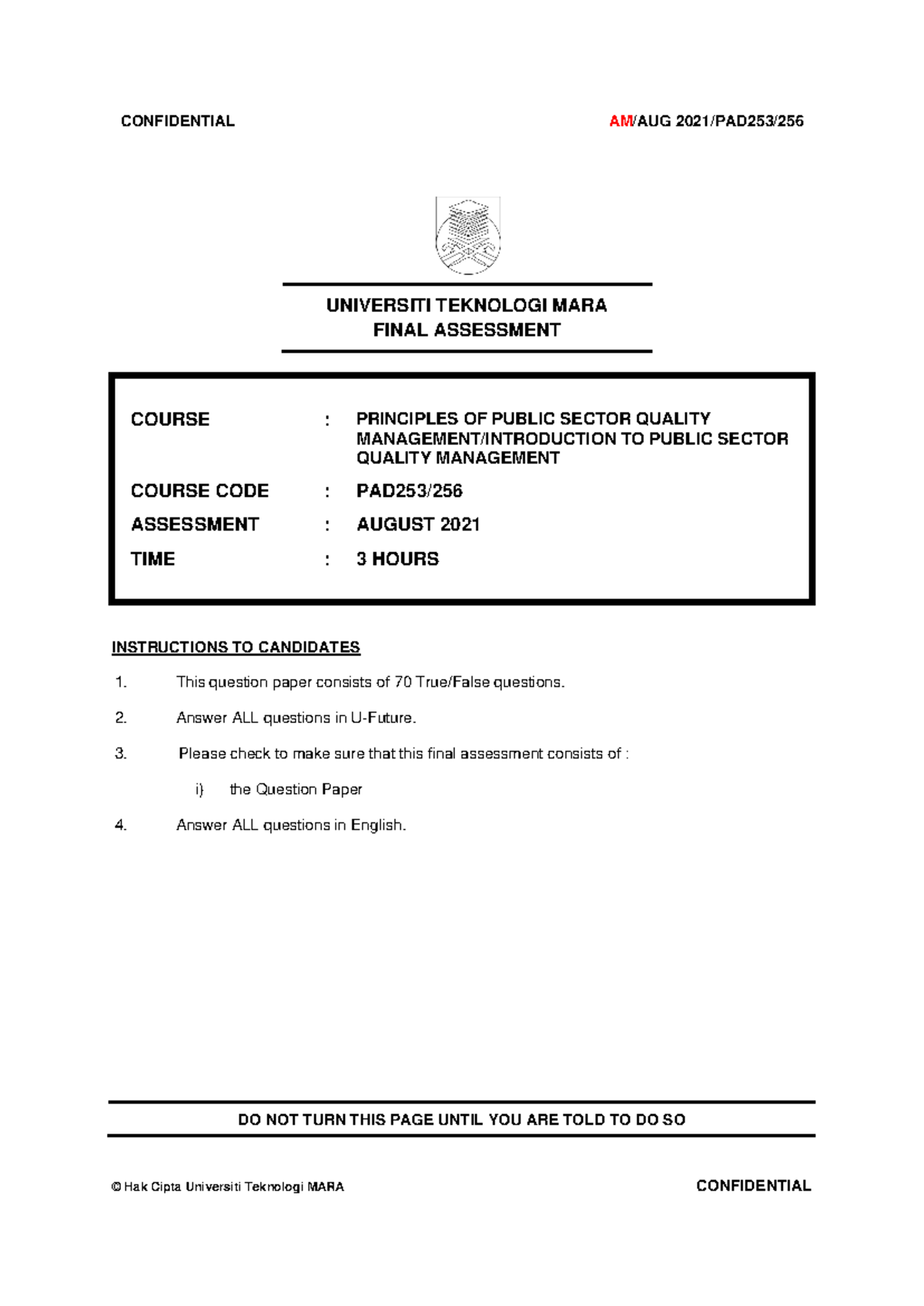 Faculty Administrative Science AND Policy Studies 2021 Session 1 - PRA- Diploma DAN Diploma ...