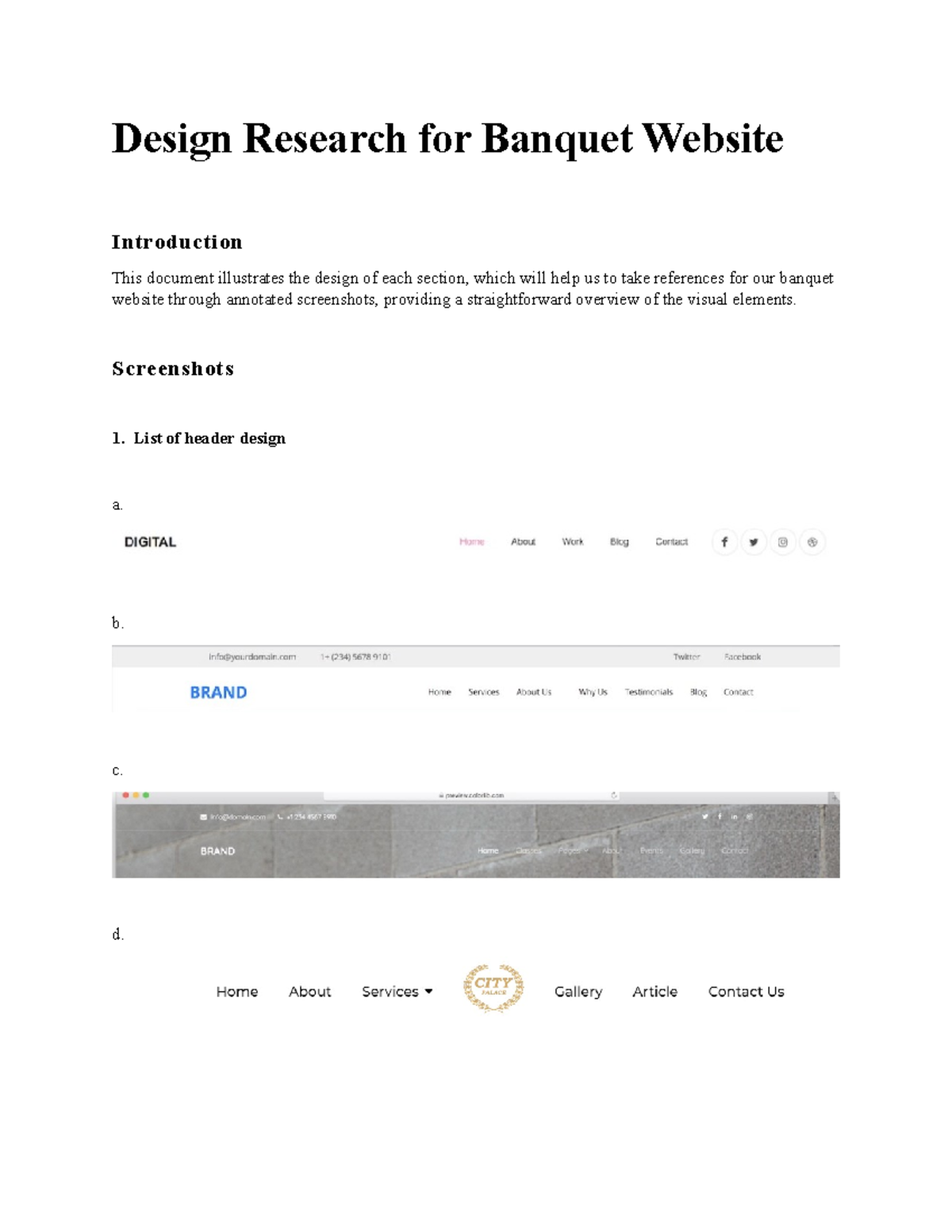 Design Research for Banquet Website - Design Research for Banquet ...