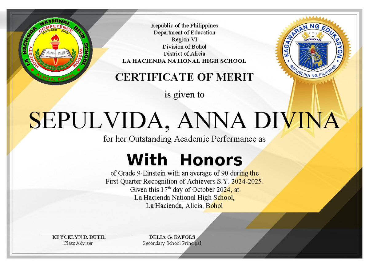 Award Certificates Templates by Sir Tristan Asisi - Republic of the ...