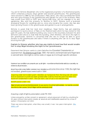 Covenants structure - law - 1. Identify who is the covenantor(burden ...