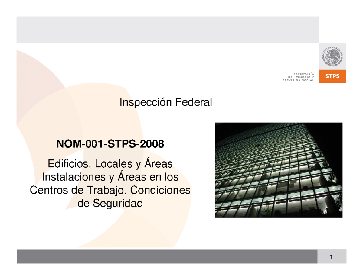 Nom 001 stps 2 - norma 001 - NOM-001-STPS- Edificios, Locales y Áreas ...