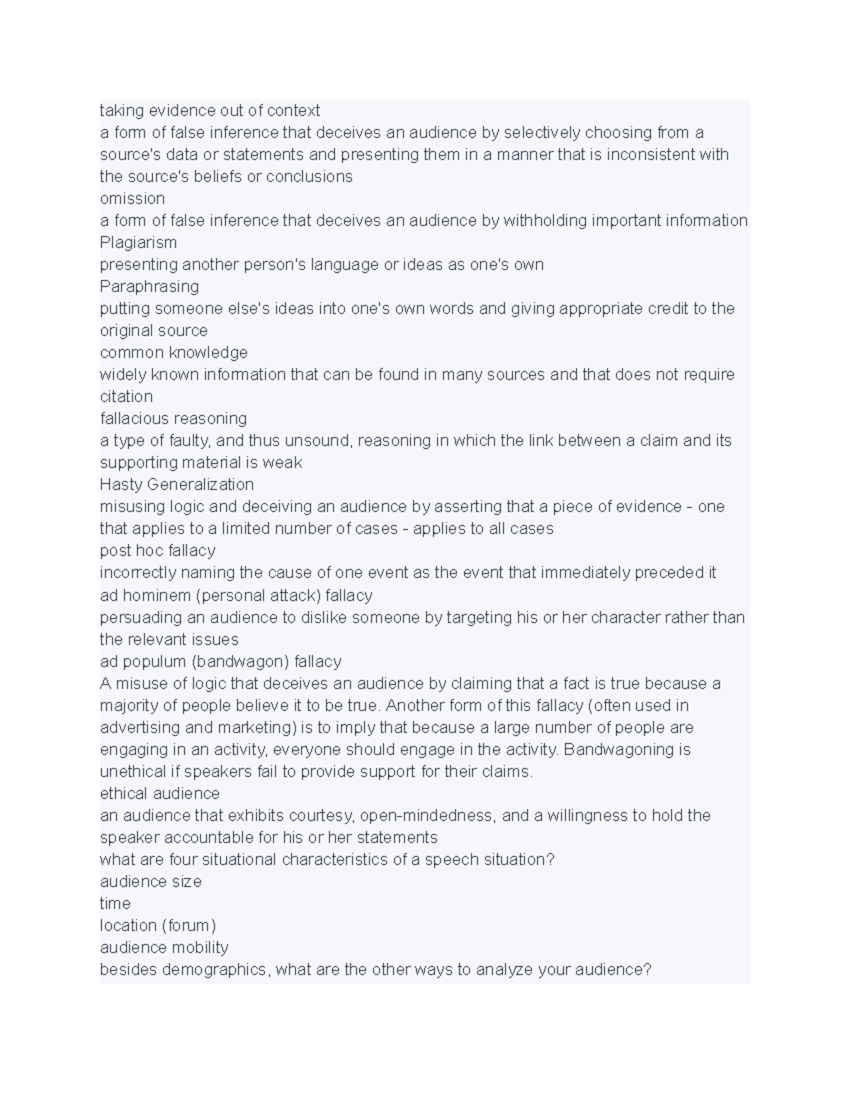 COMS 101 (85) - Lecture notes - taking evidence out of context a form ...