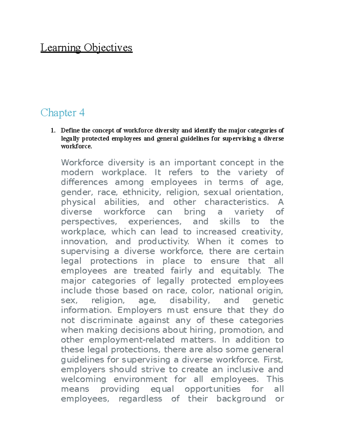 Chapter 4 - Learning Objectives - Supervision - Learning Objectives ...