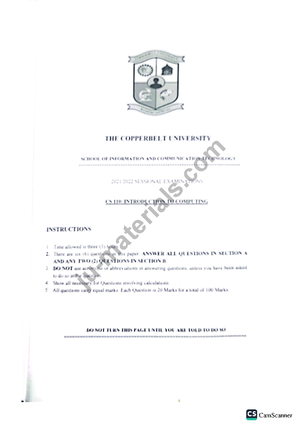 UNIT 2 - Computer System Hardware - COPPERBELT UNIVERSITY COMPUTER SCIENCE DEPARTMENT ...