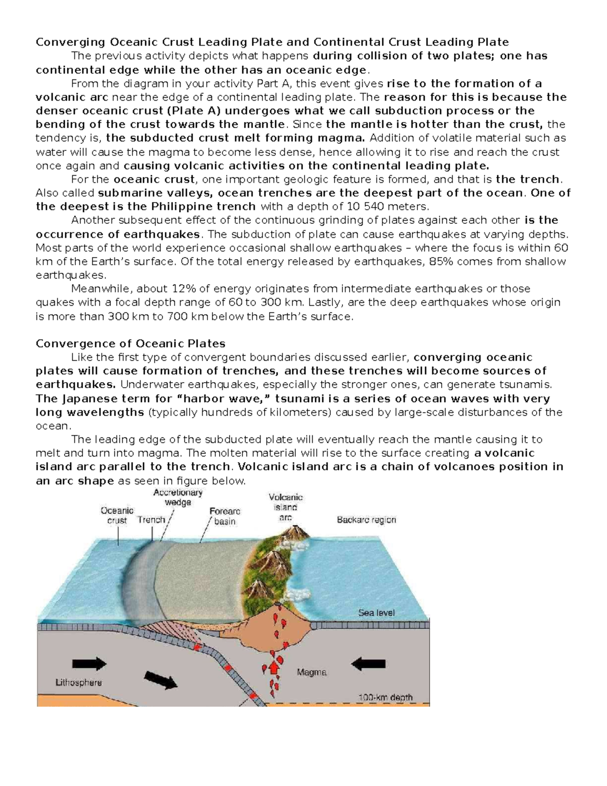 Lecture on Types of Plate Boundaries - Converging Oceanic Crust Leading ...