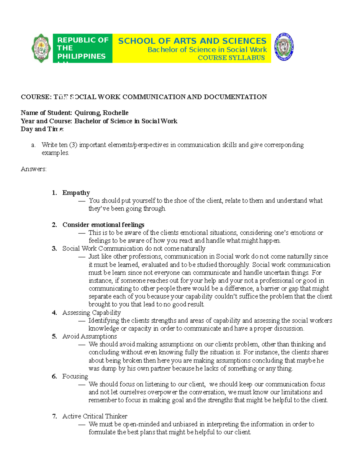 Activity Template The Social Work Communication and Documentation%20 ...