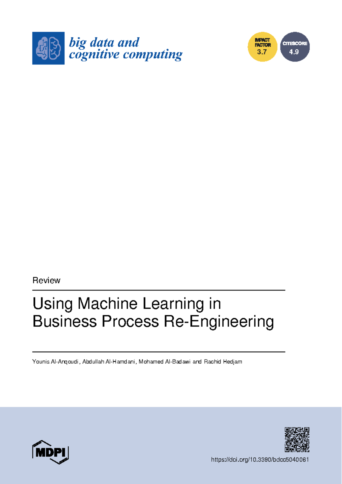 1- Using Machine Learning in Business Process Re-Engineering - 3 4 ...