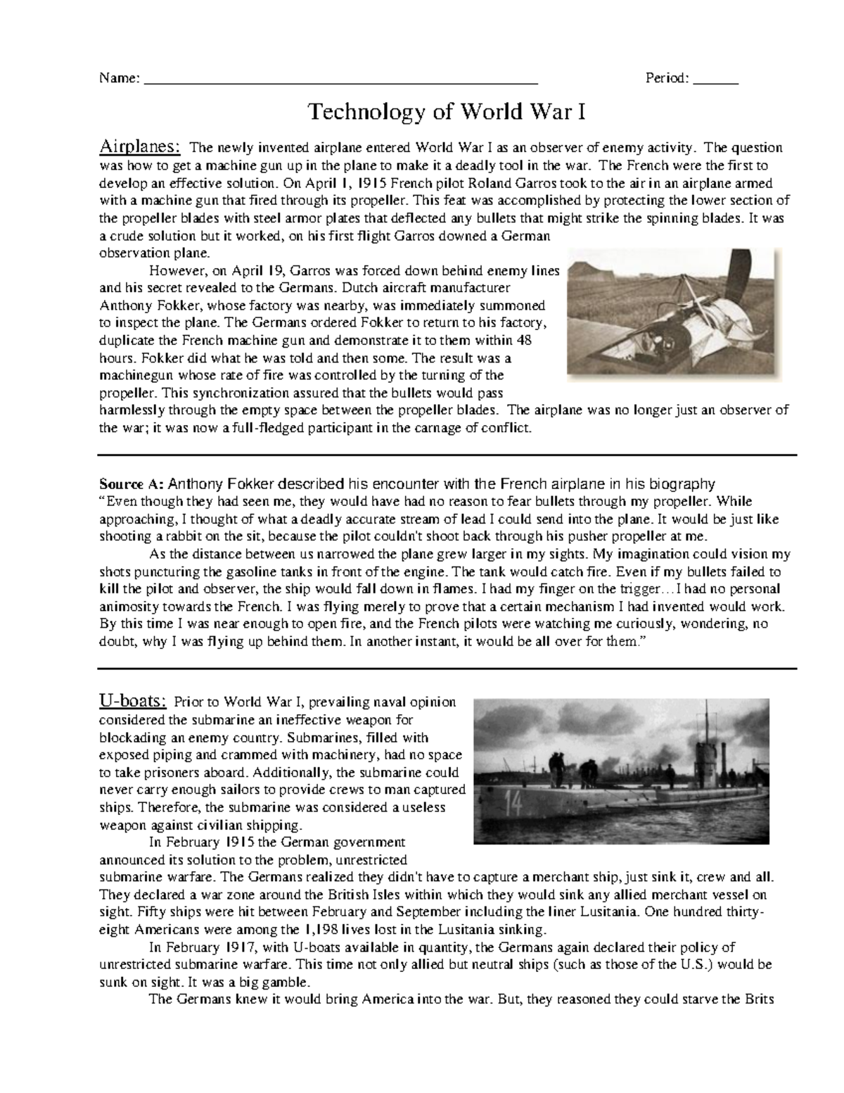 Kami Export - Leah Coker - WW1 technology assignment - Name: - Studocu