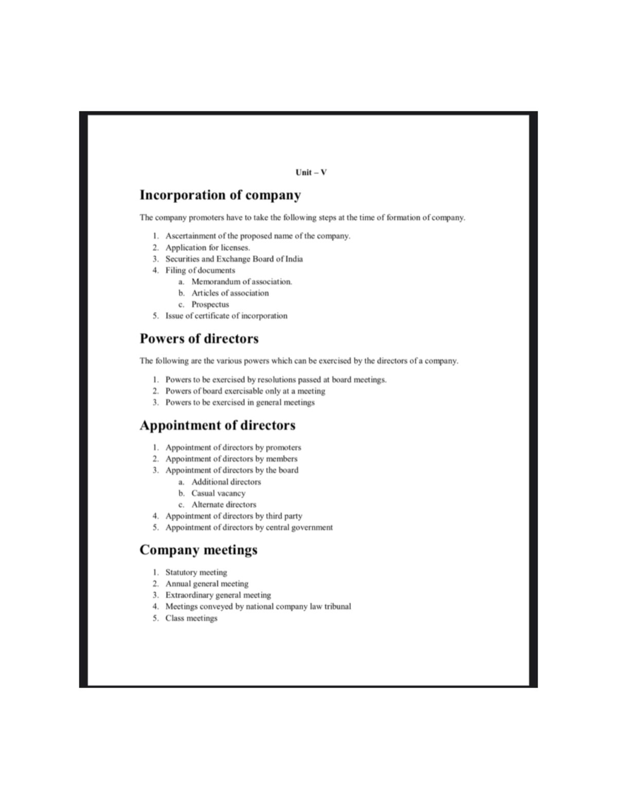 Incorporation of Company - Master of Business Administration - Studocu