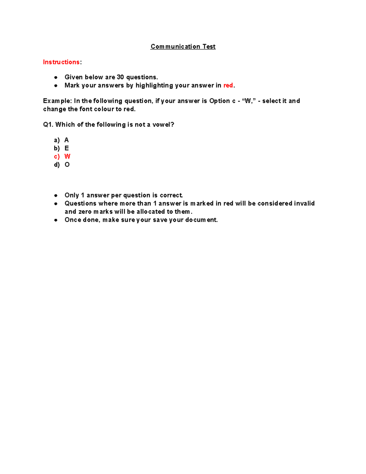 Communication+Test (1) assignment - Communication Test Instructions ...