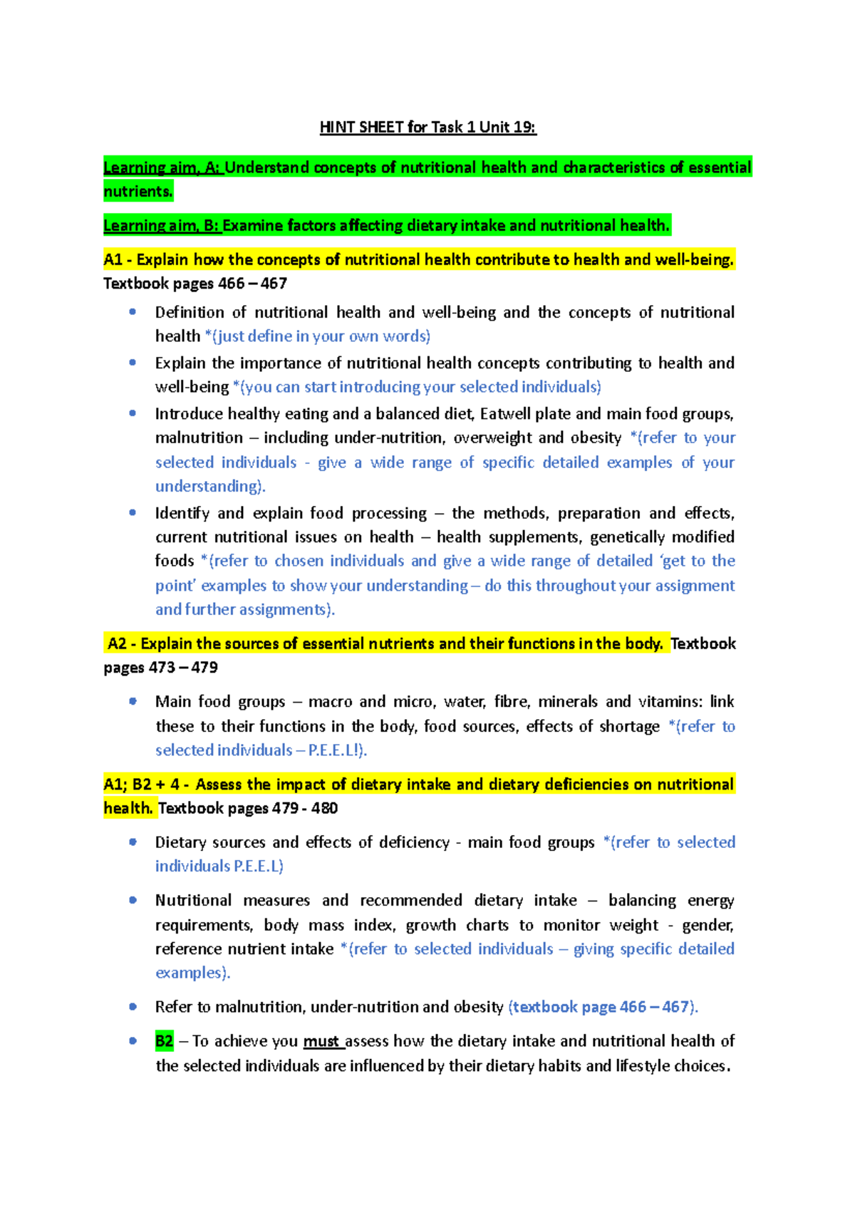 Unit 19 - Task 1 Hint Sheet - HINT SHEET for Task 1 Unit 19: Learning ...