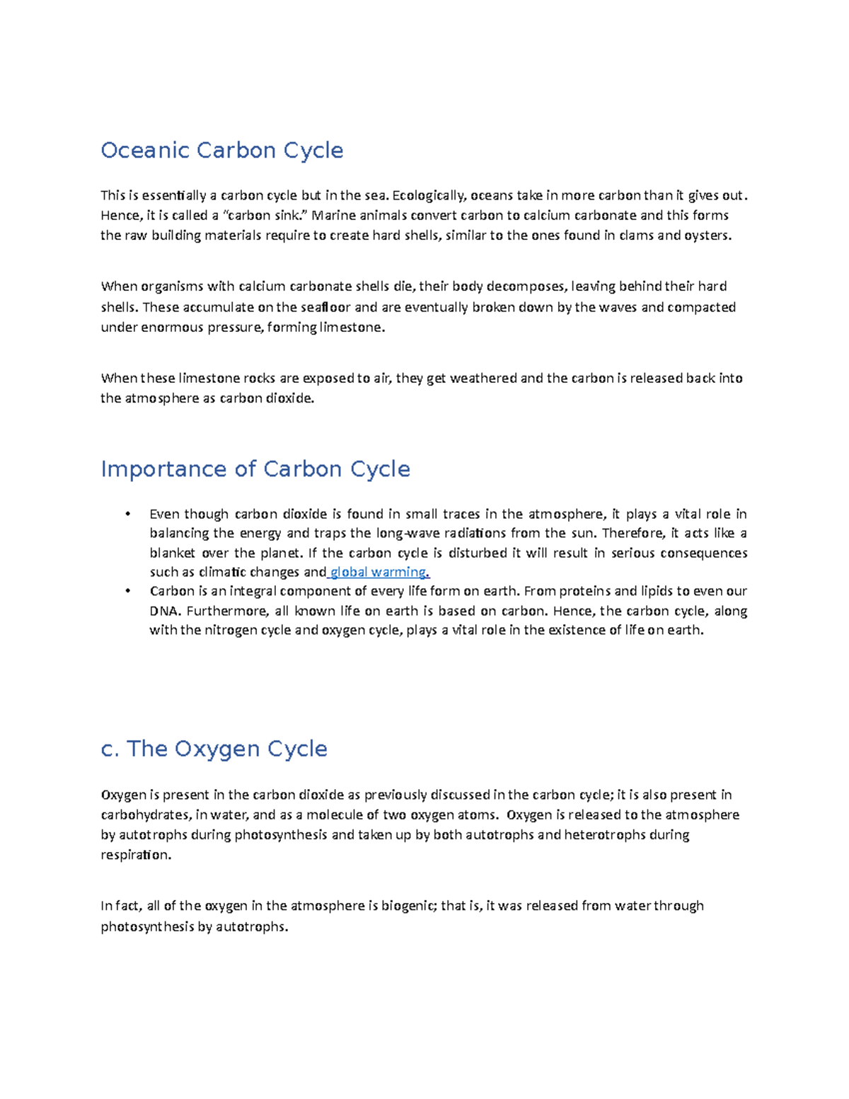 Environmental Science. Module 3 - Oceanic Carbon Cycle This is ...