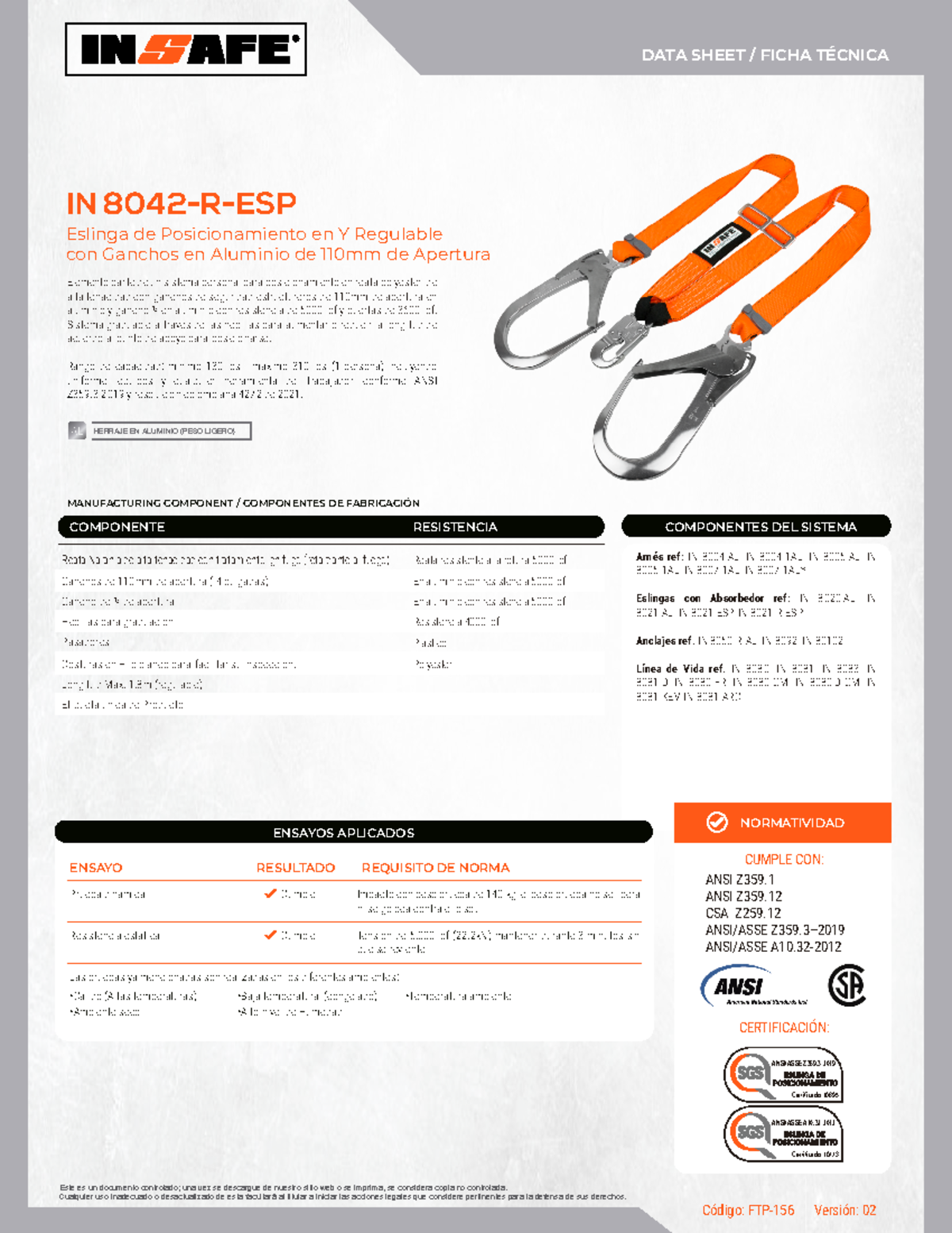 IN 8042-R-ESP-FTP-156 - Código: FTP-156 Versión: 02 IN 8042-R-ESP ...