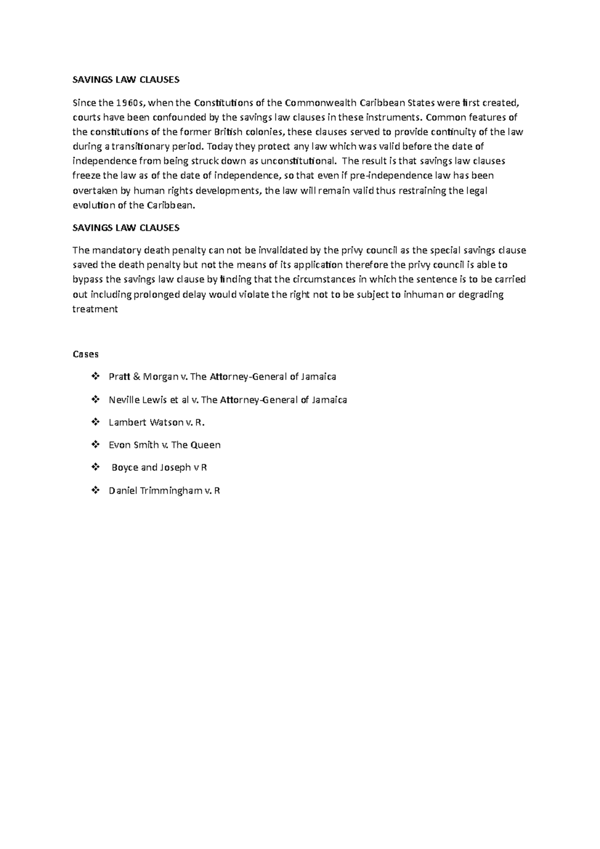 Death penalty landmark cases - SAVINGS LAW CLAUSES Since the 1960s ...