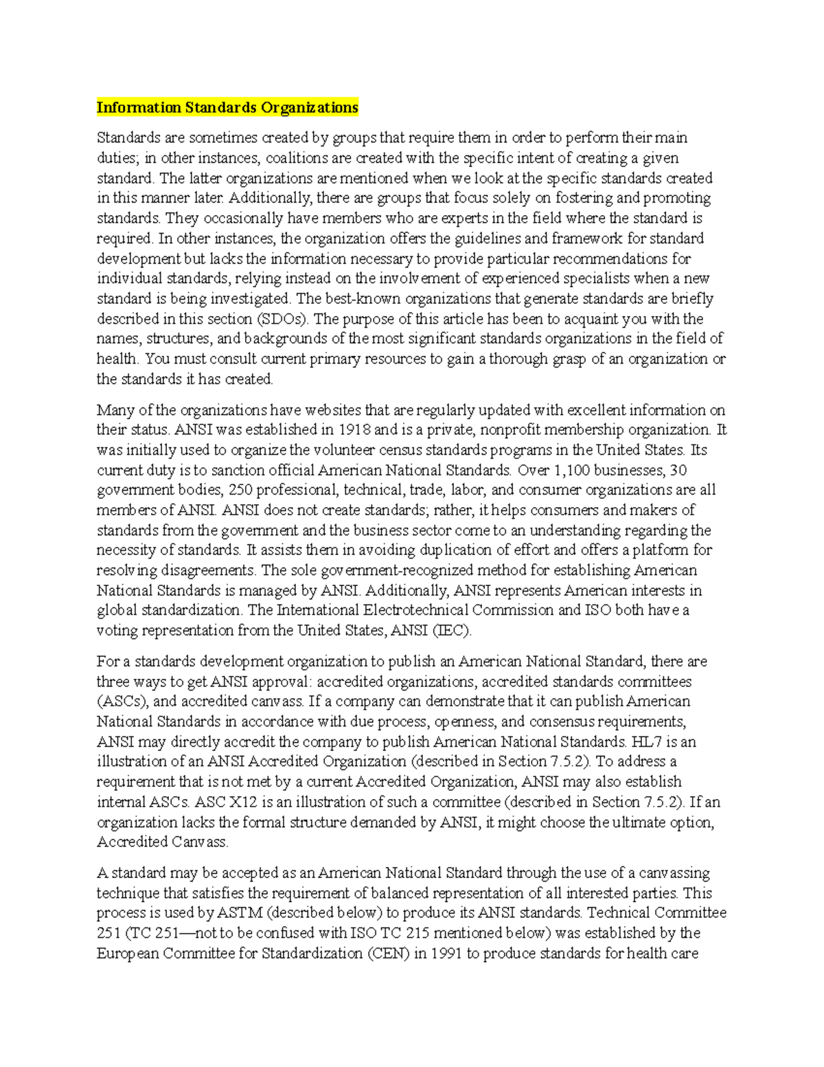 Information Standards Organizations - Information Standards ...