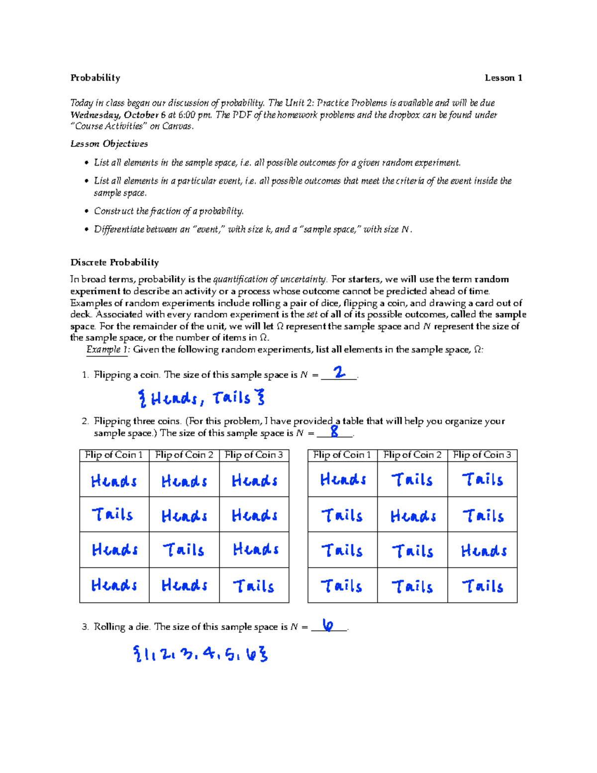 Lesson 1 Discrete Probability Solutions - MA111 - UKY - Studocu