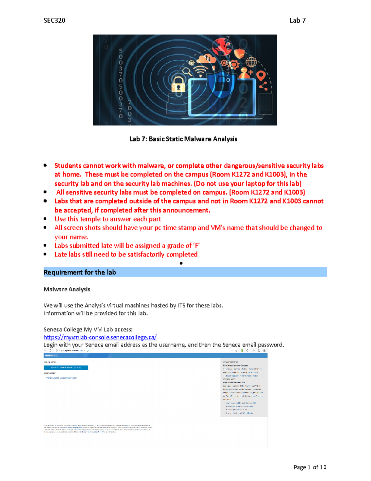 SEC320 -Lab 7-F2023 - sec lab 7 - Lab 7: Basic Static Malware Analysis Students cannot work with ...