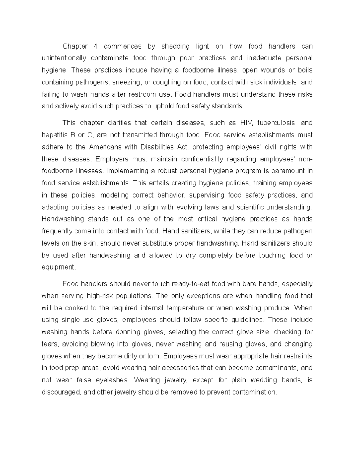 Serv Safe Chapter 4 - Chapter 4 commences by shedding light on how food ...