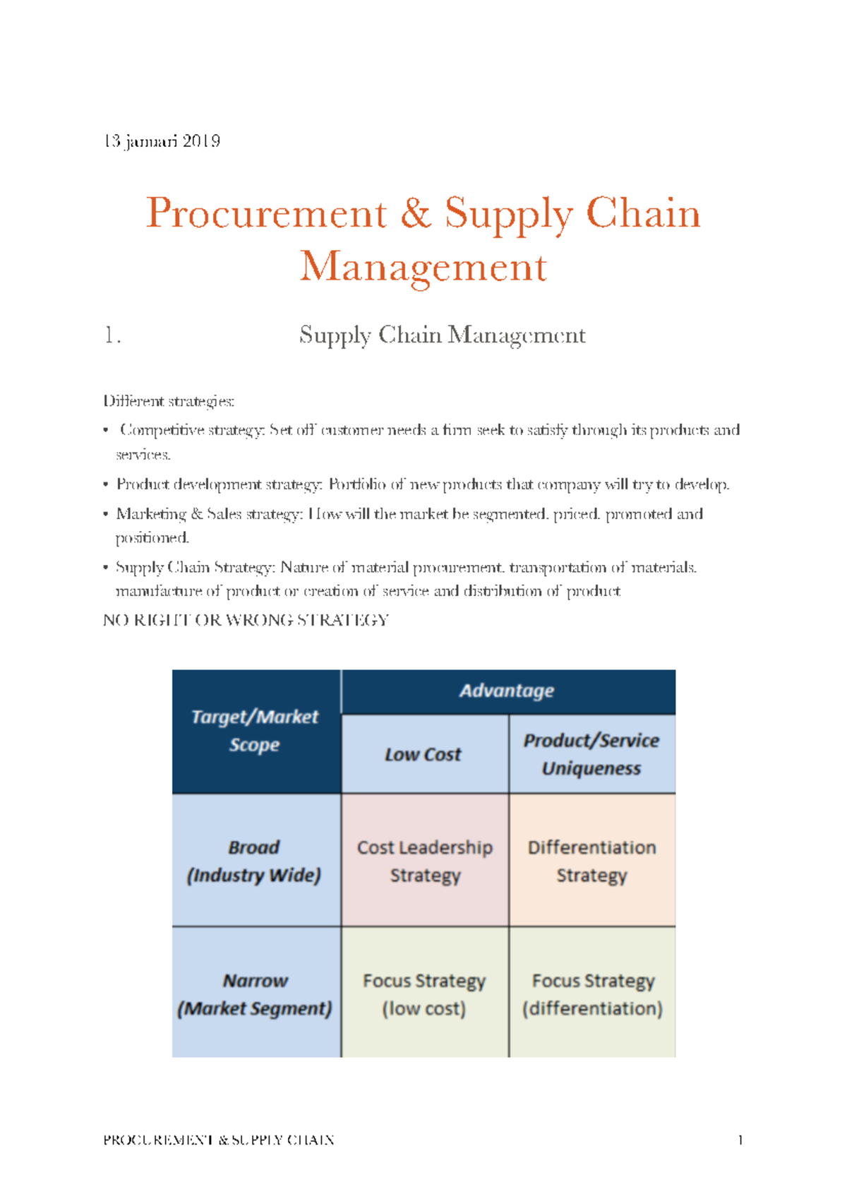 Summary Procurement & Supply Chain - 13 januari 2019 Procurement Supply ...