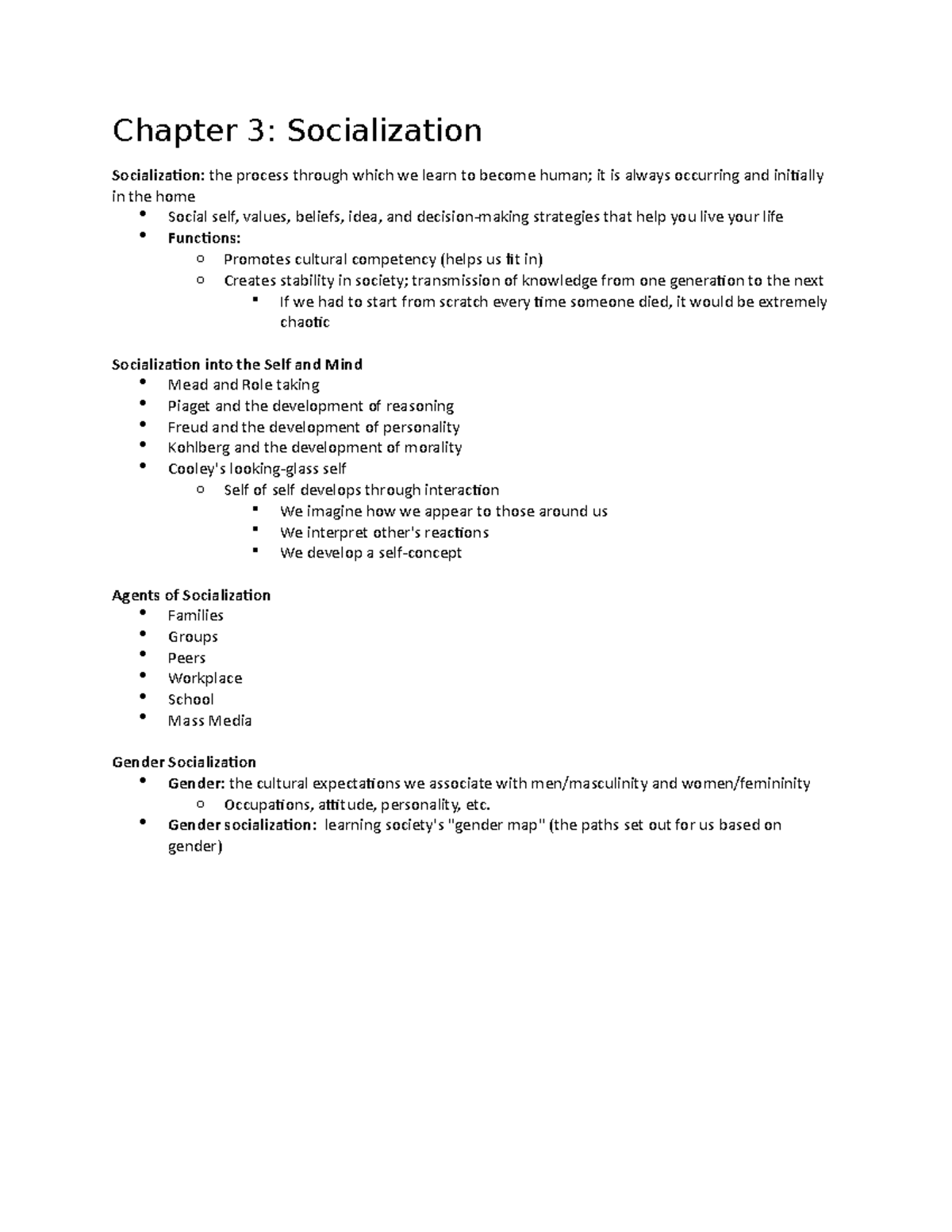SOC101 Chapter 3 - Socialization - Chapter 3: Socialization ...