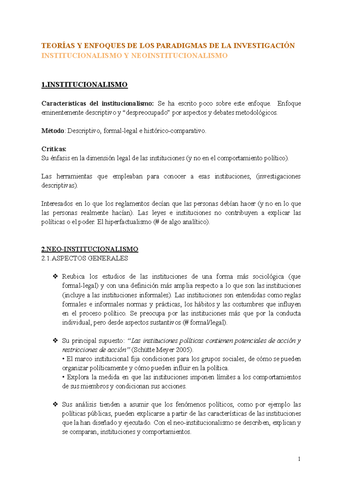 Institucionalismo Y Neoinstitucionalismo - TEORÍAS Y ENFOQUES DE LOS ...