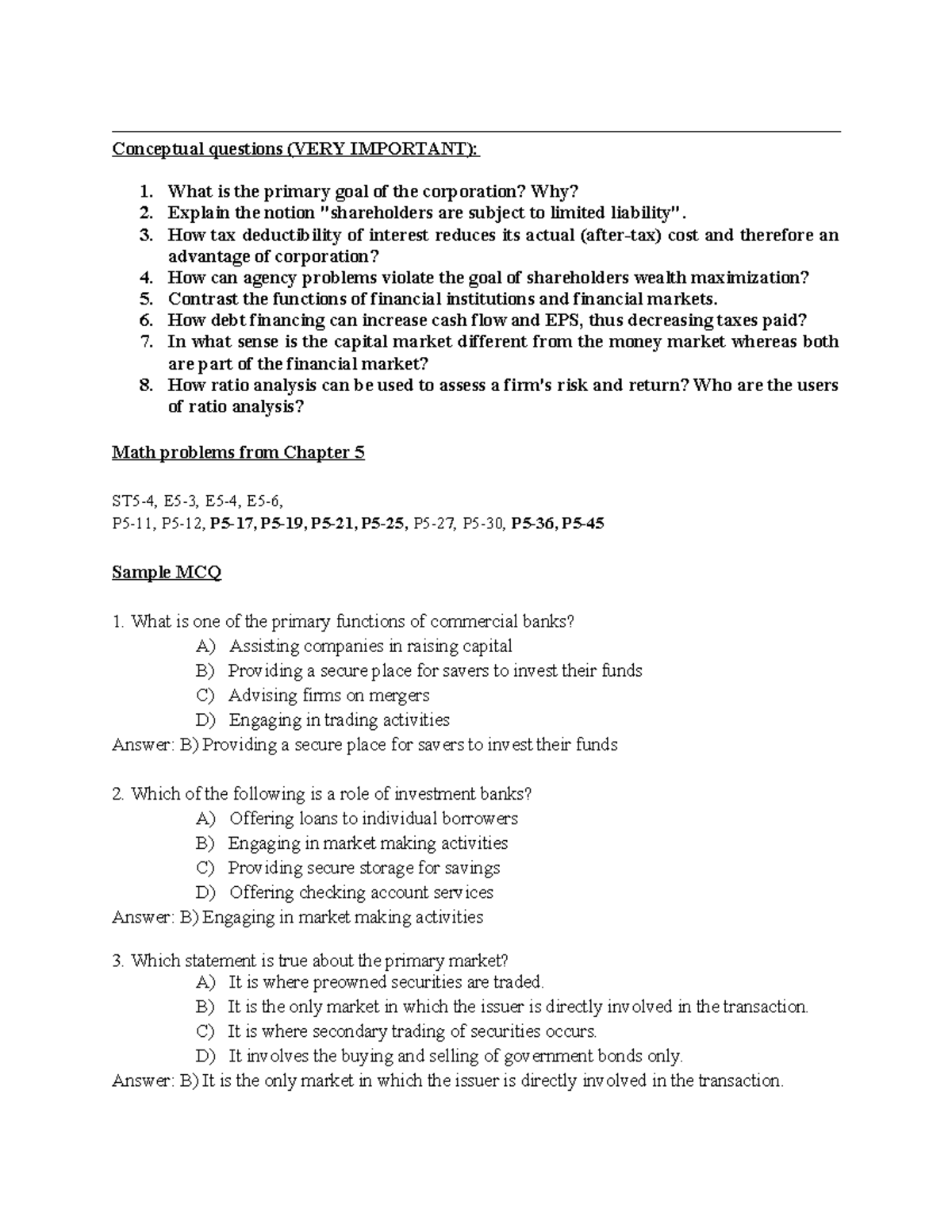 Suggestive Problems - Conceptual questions (VERY IMPORTANT): 1. What is ...