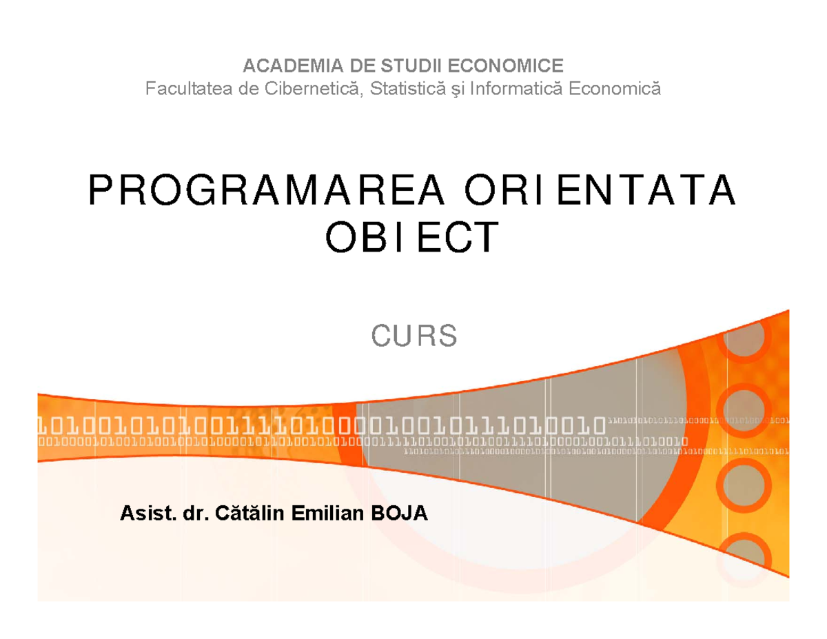 Dokumen - sad - PROGRAMAREA ORIENTATA OBIECT Asist. dr. Cătălin Emilian ...