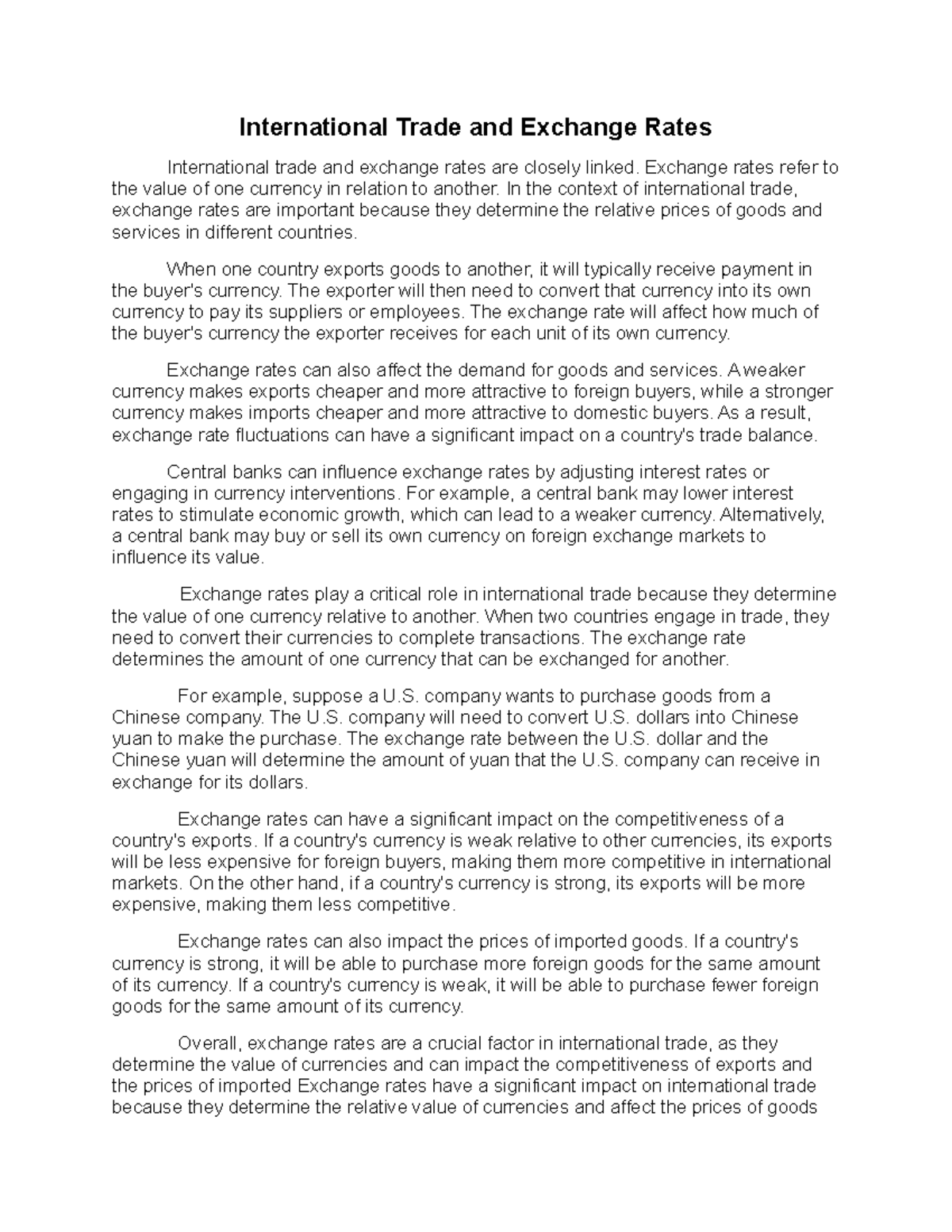 International Trade and Exchange Rates - International Trade and ...