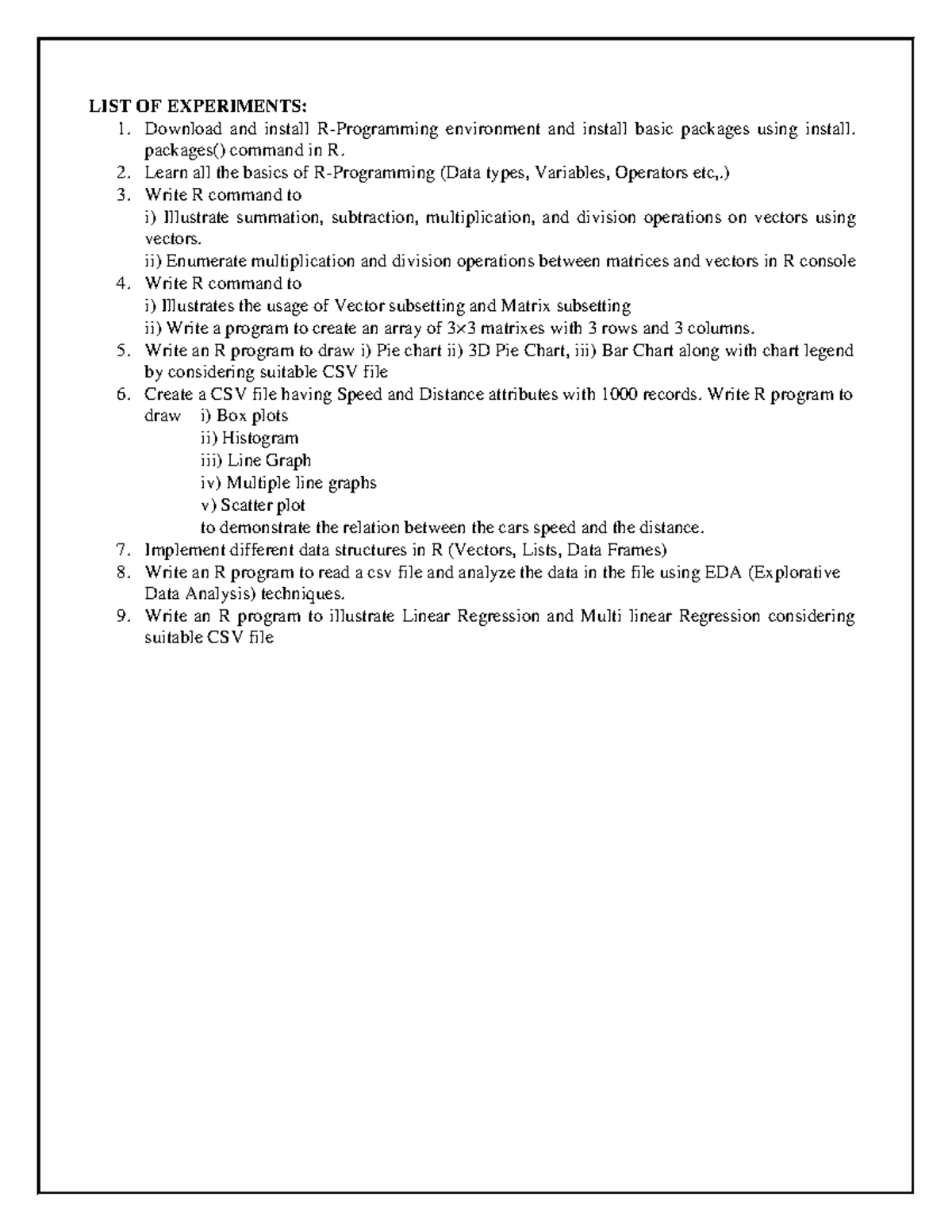 Experiment 2 from r programming lab - LIST OF EXPERIMENTS: Download and install R-Programming ...