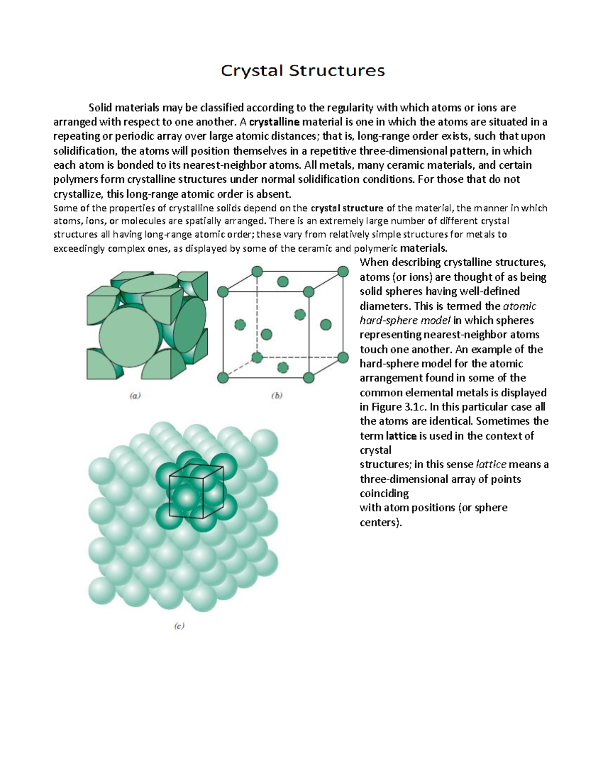 Lecture 09 Crystal Structures and Application on Density Calculations ...