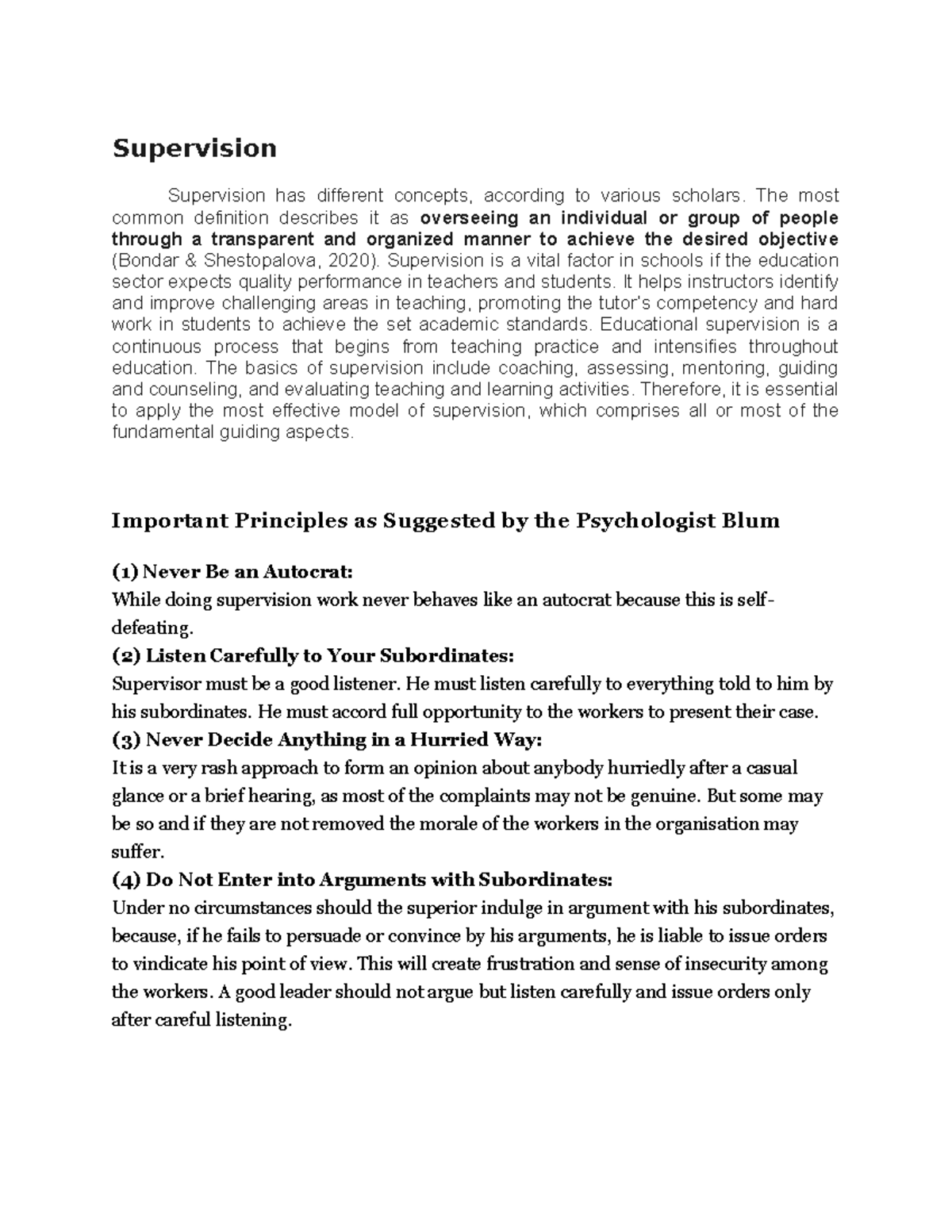 Principles, Tools, Models - Supervision Supervision has different ...