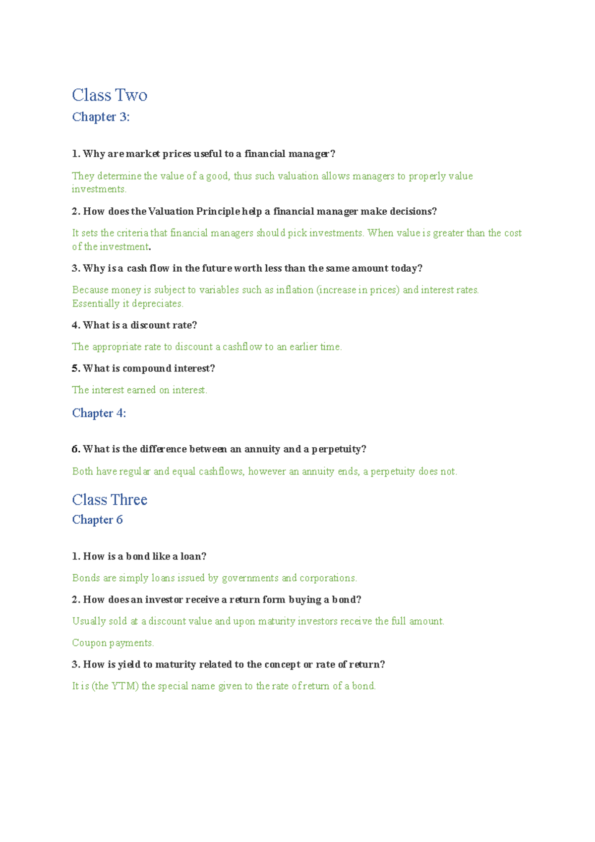 Test Two Revision Tutorial questions - Class Two Chapter 3: Why are ...